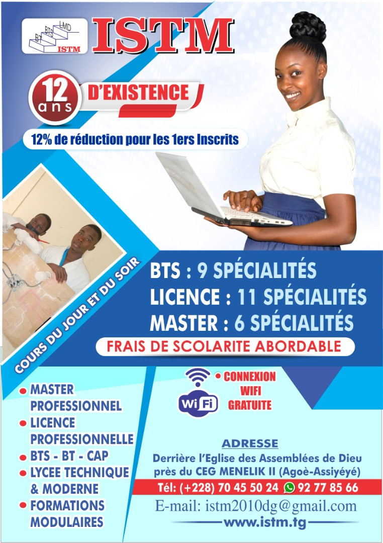 ISTM - INSTITUT SUPERIEUR DES TECHNOLOGIES ET DE MANAGEMENT TOGO ...