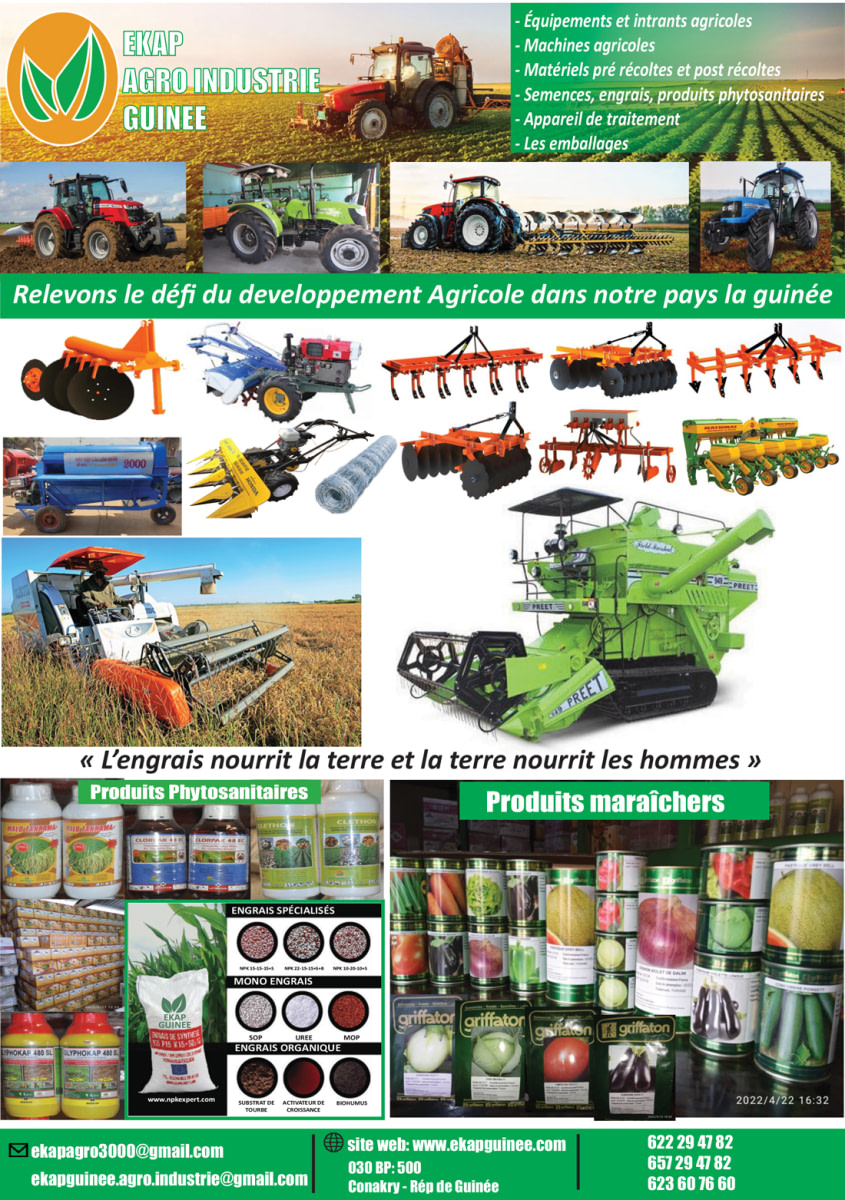EKAP AGRO INDUSTRIE GUINEE SARL : Agroalimentaire, agro-industrie