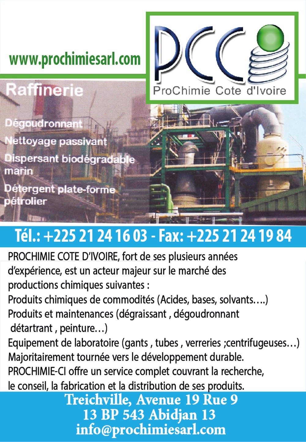 PCCI (Prochimie Côte D'Ivoire) - Produits chimiques