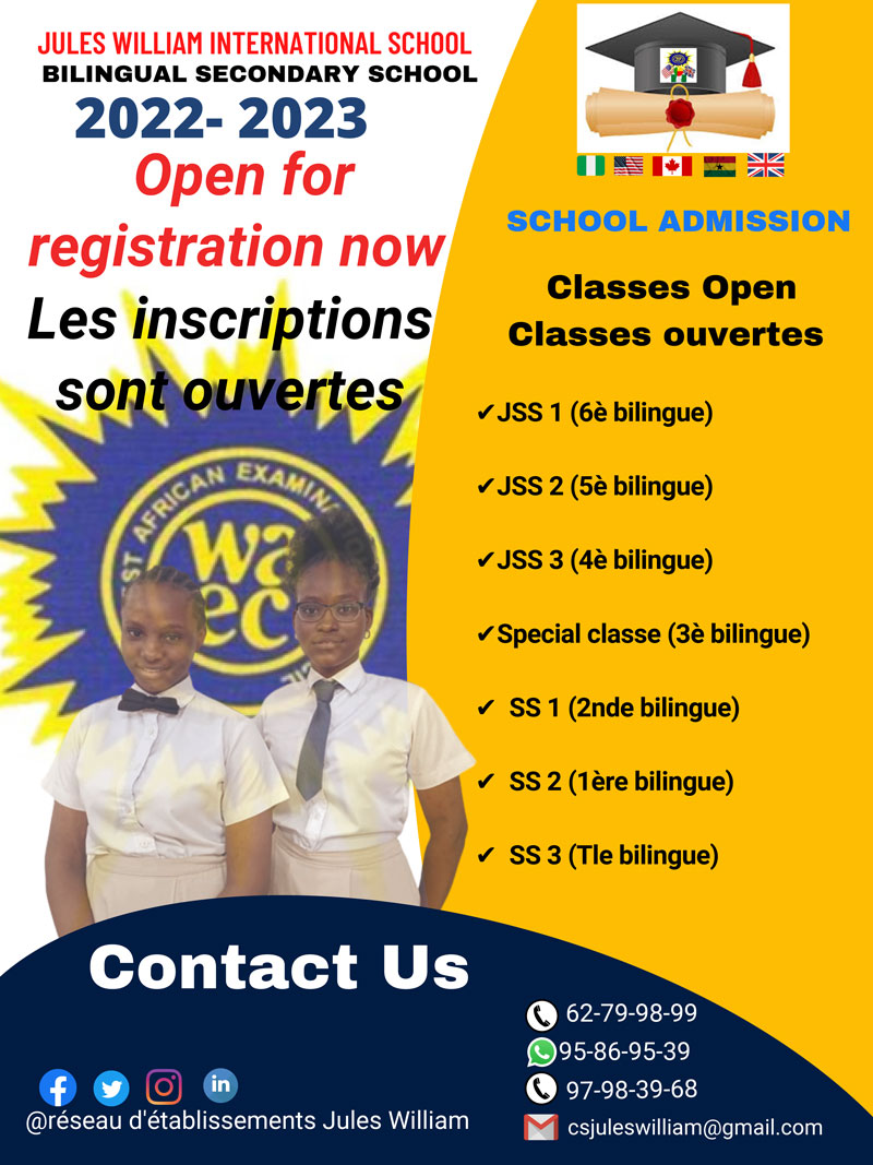 JULES WILLIAM INTERNATIONAL SCHOOL BENIN : Ecole de langue, Cotonou